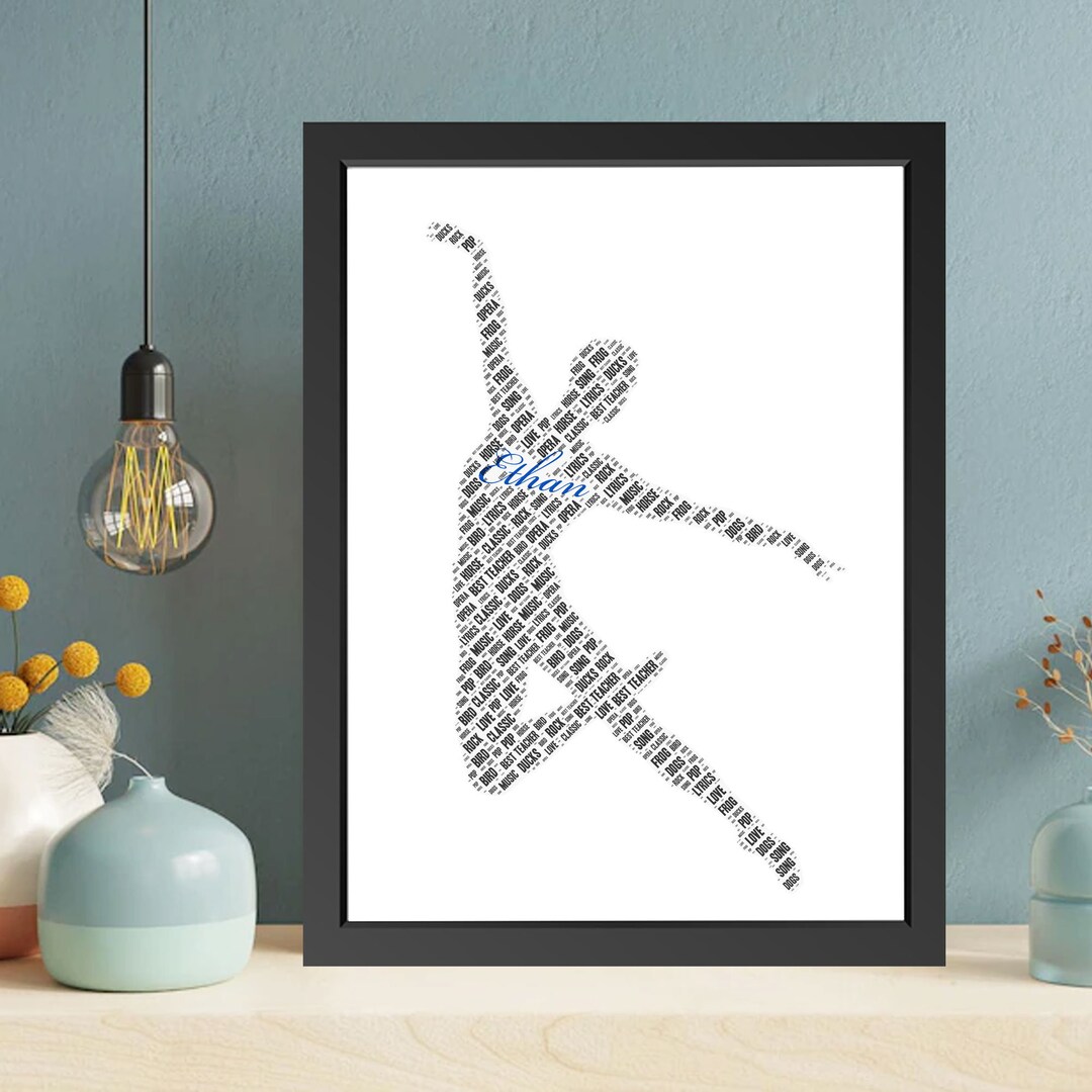 Personalized Male Ballet Dancer Word Art Print, Custom Name Ballet Dancer Word Cloud Print ...