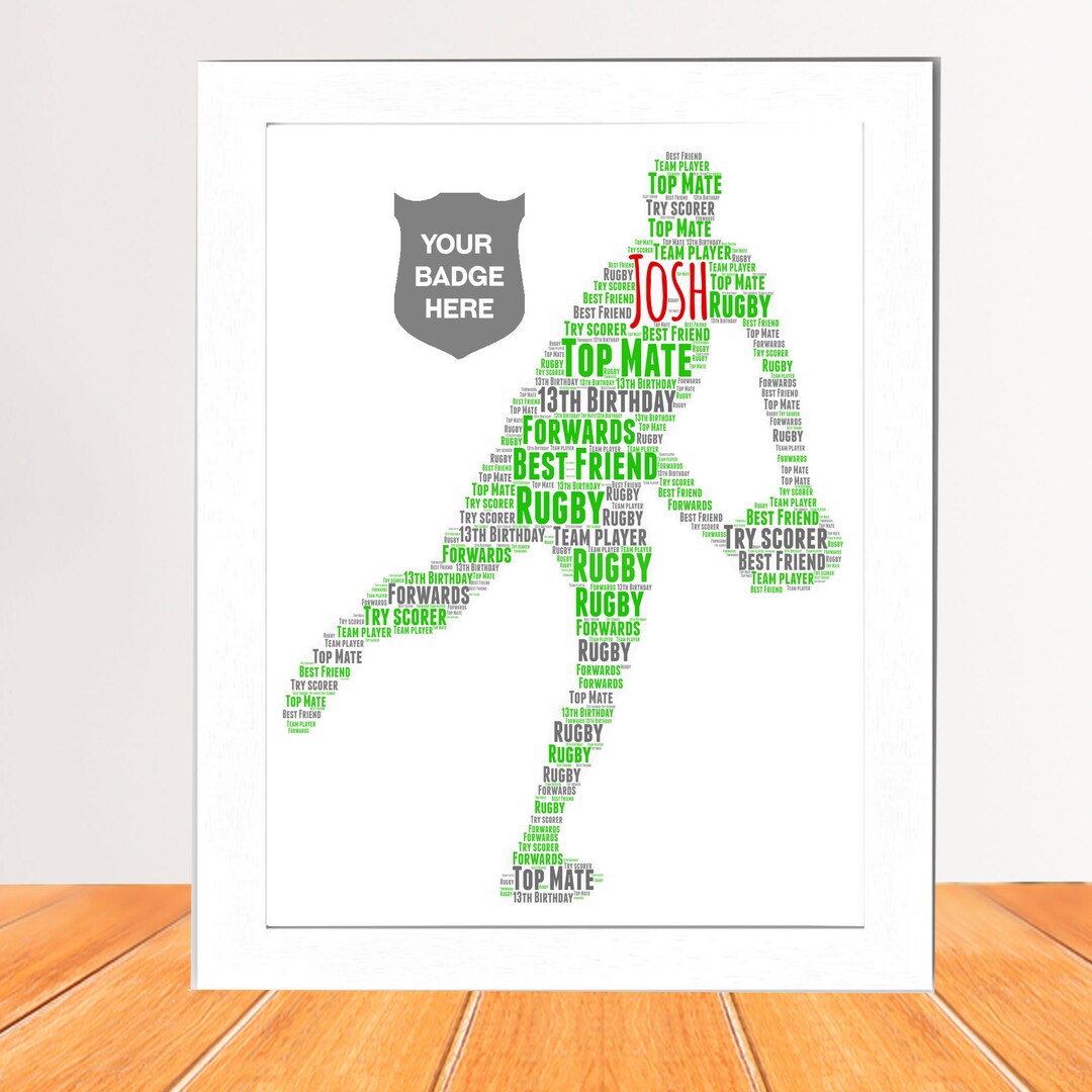 Personalized Rugby Word Art - Athlete Word Art- Word Cloud Rugby Player ...