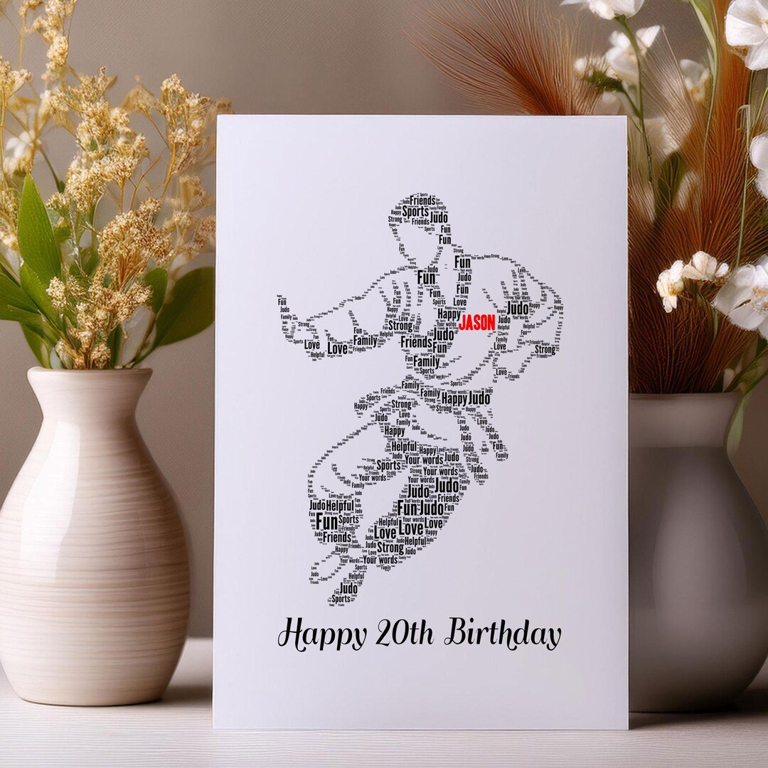 Personalised Happy Birthday Number Judo, Karate, Kung Fu Male Figure ...