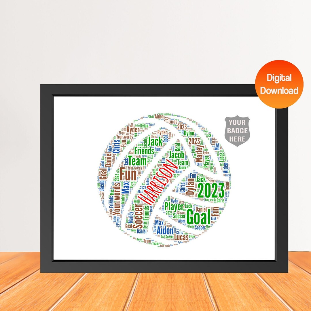 Personalized Name Netball Team Badges Word Art Print, Netball Badges ...