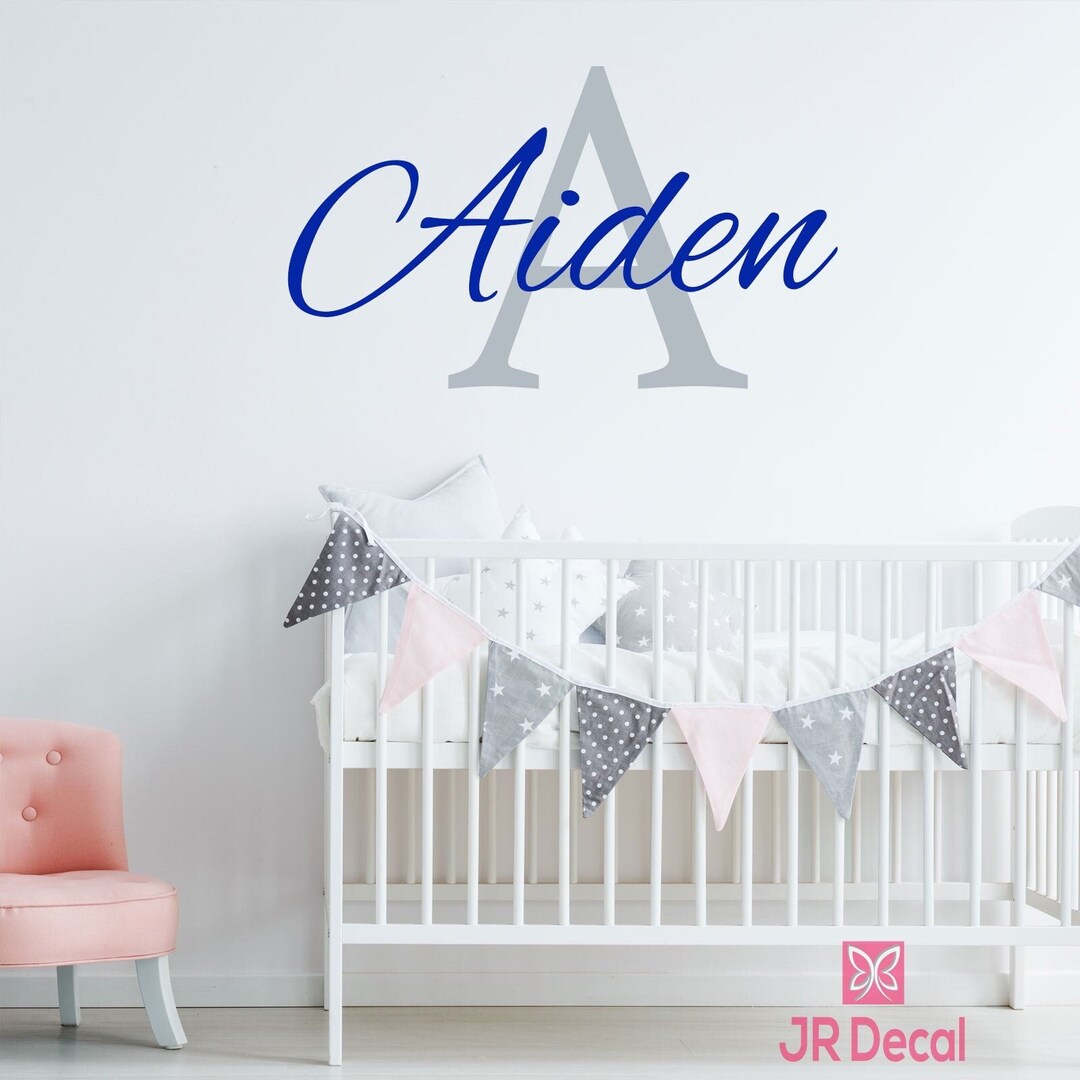 Boy Name Wall Stickers, Custom Name Initial Wall Sticker Vinyl Decal ...