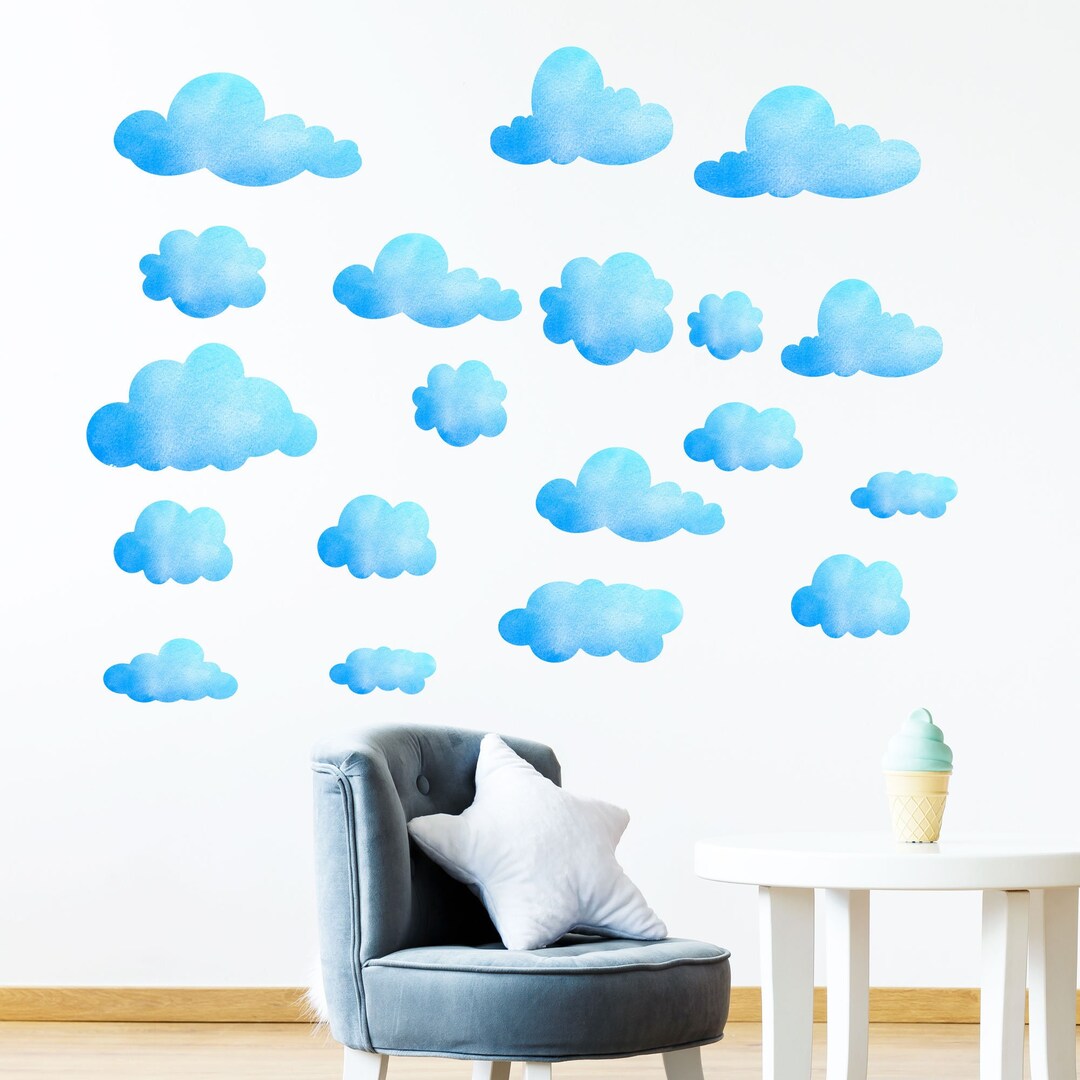 Set of 20 Cloud Wall Stickers for Nursery Wall Decals Cloud Wall ...