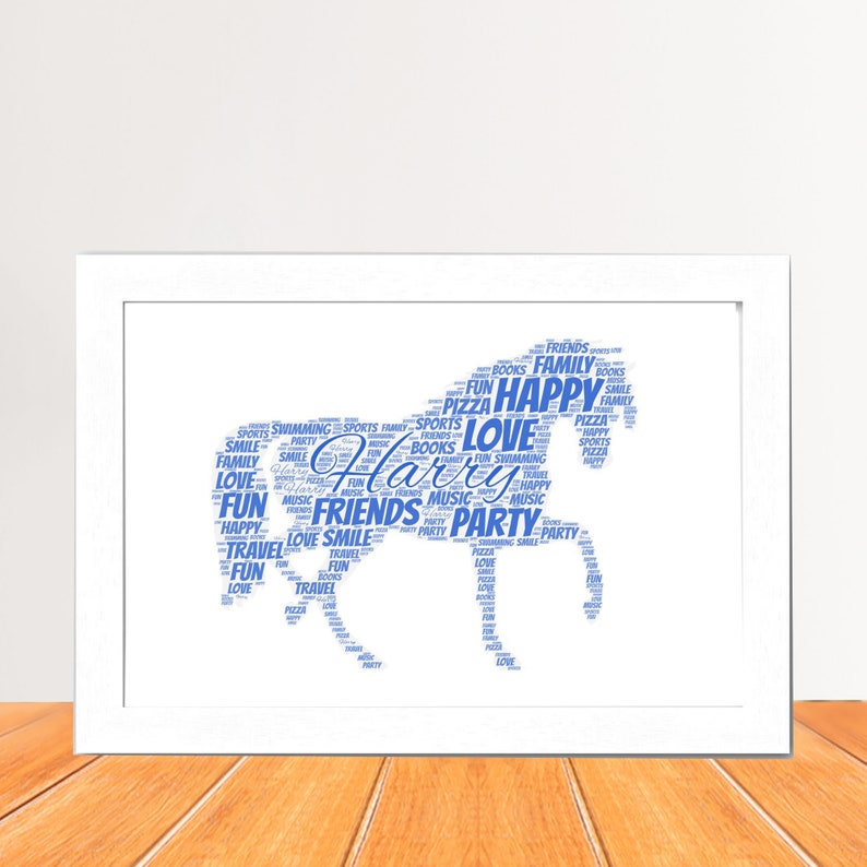 Personalised Horse Print Equestrian Word Wall Art Pony - Etsy UK