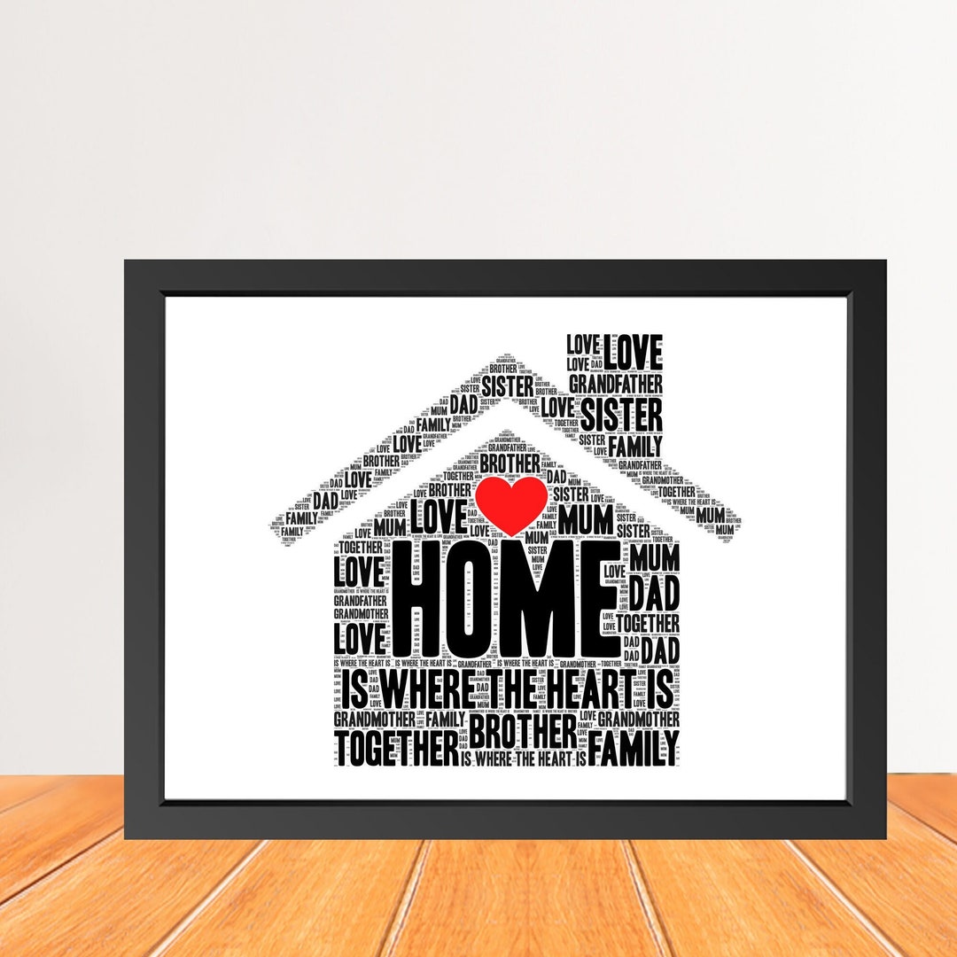 Personalised Home Word Art - Custom Family House Typography Print ...
