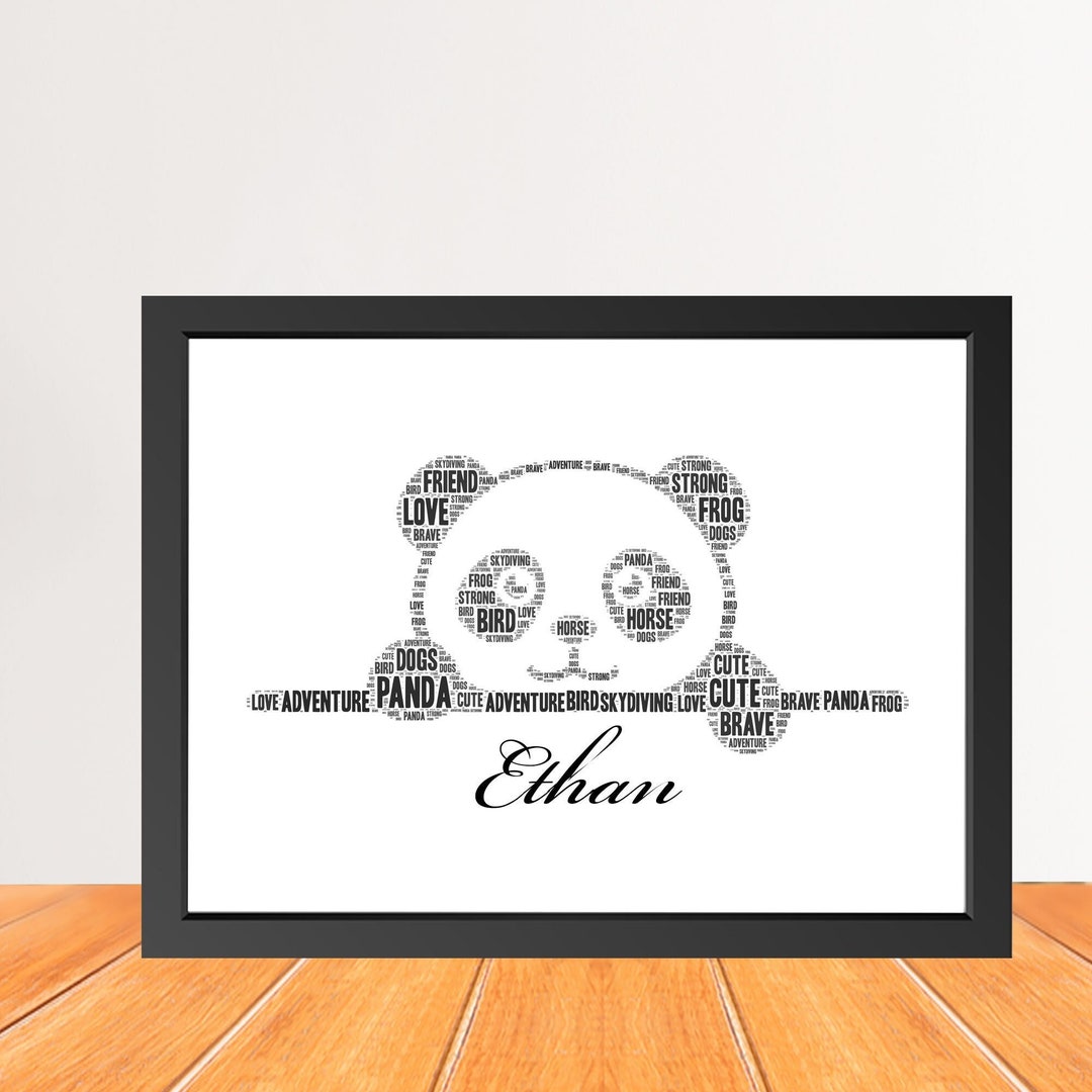 Personalized Panda Word Art Print, Custom Name Panda Word Cloud Print ...
