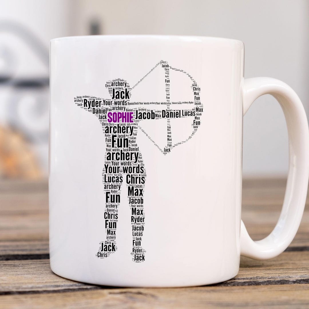 Personalized Female Archery Word Art Printed Gift Mug, Custom Archery ...
