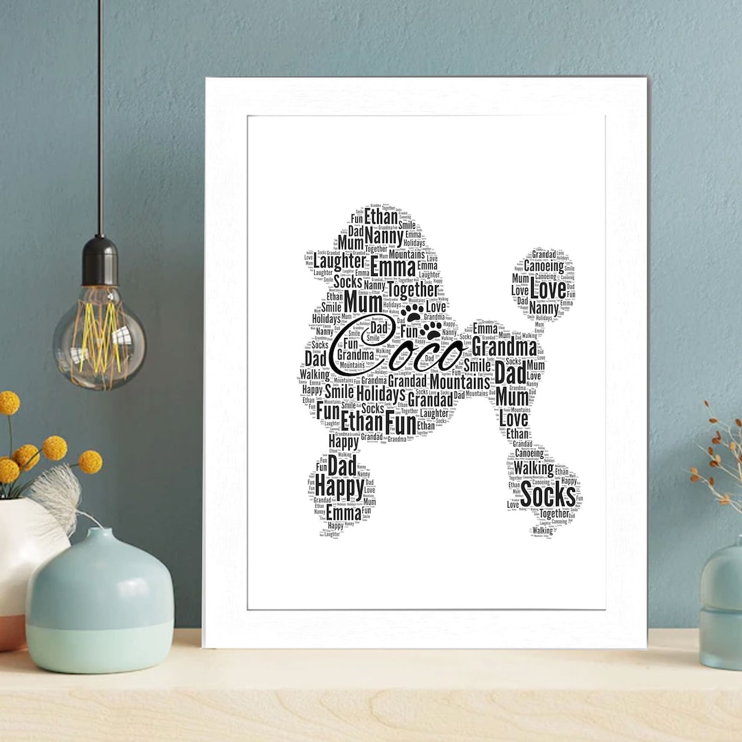 Personalized Poodle Word Art Print, Dog Words Collage Print, Custom ...