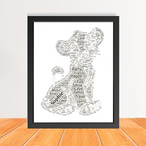 Personalised Simba Word Art Print - Personalised Lion Word Cloud Gifts ...