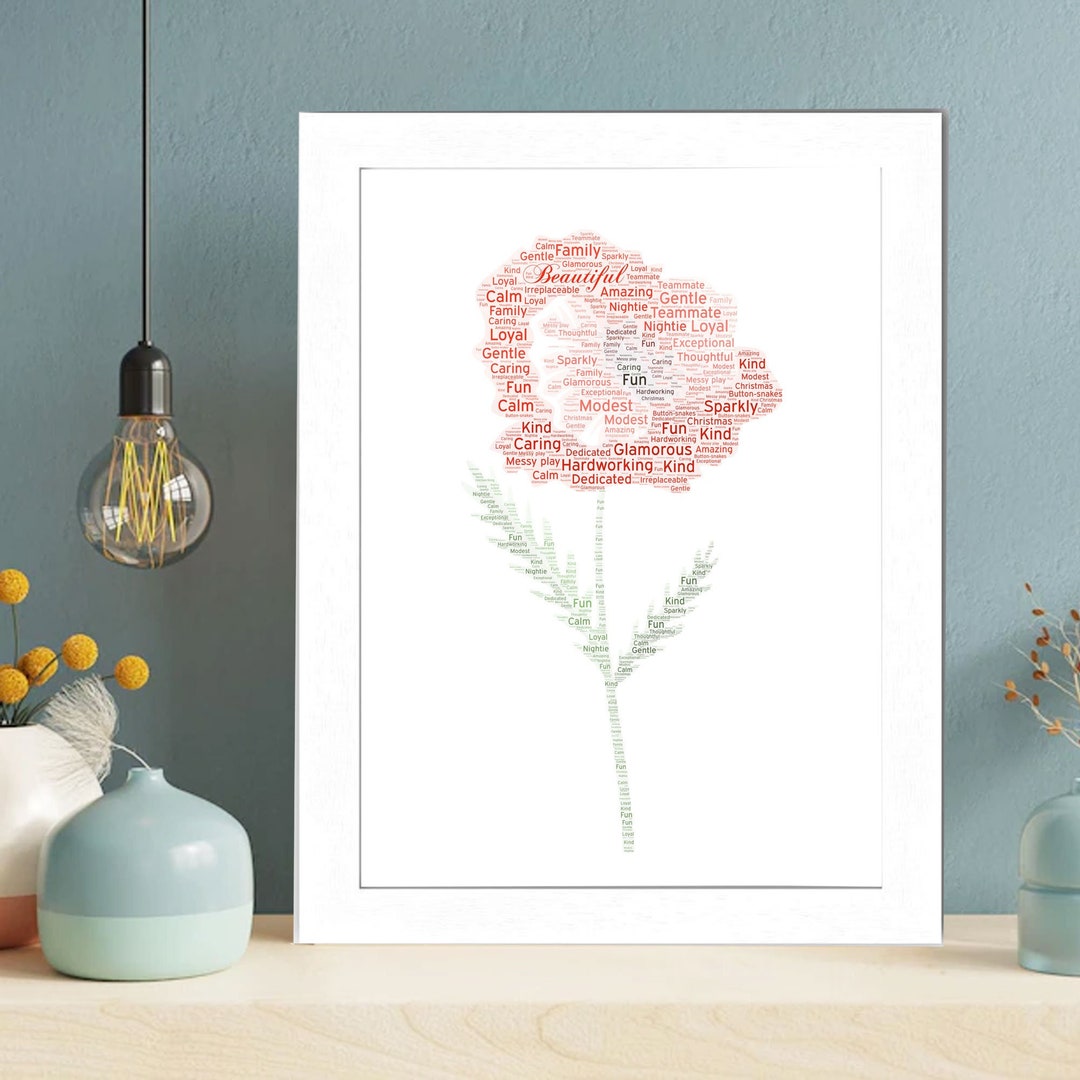 Personalised Poppy Flower Word Art Print, Custom Flower Word Wall Art ...