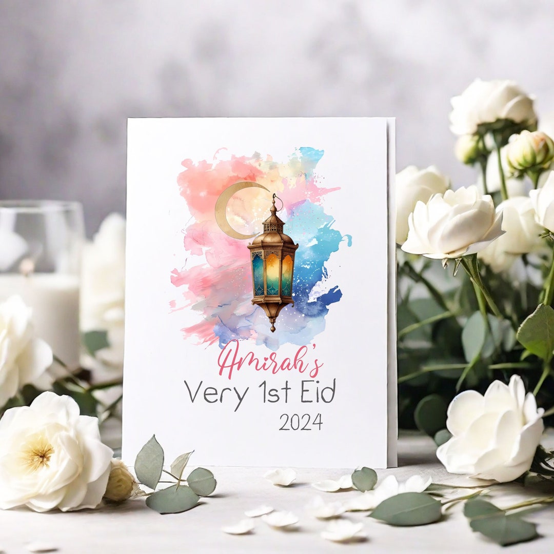 Very First Eid Personalised Card, Eid Mubarak Cards for New Baby ...