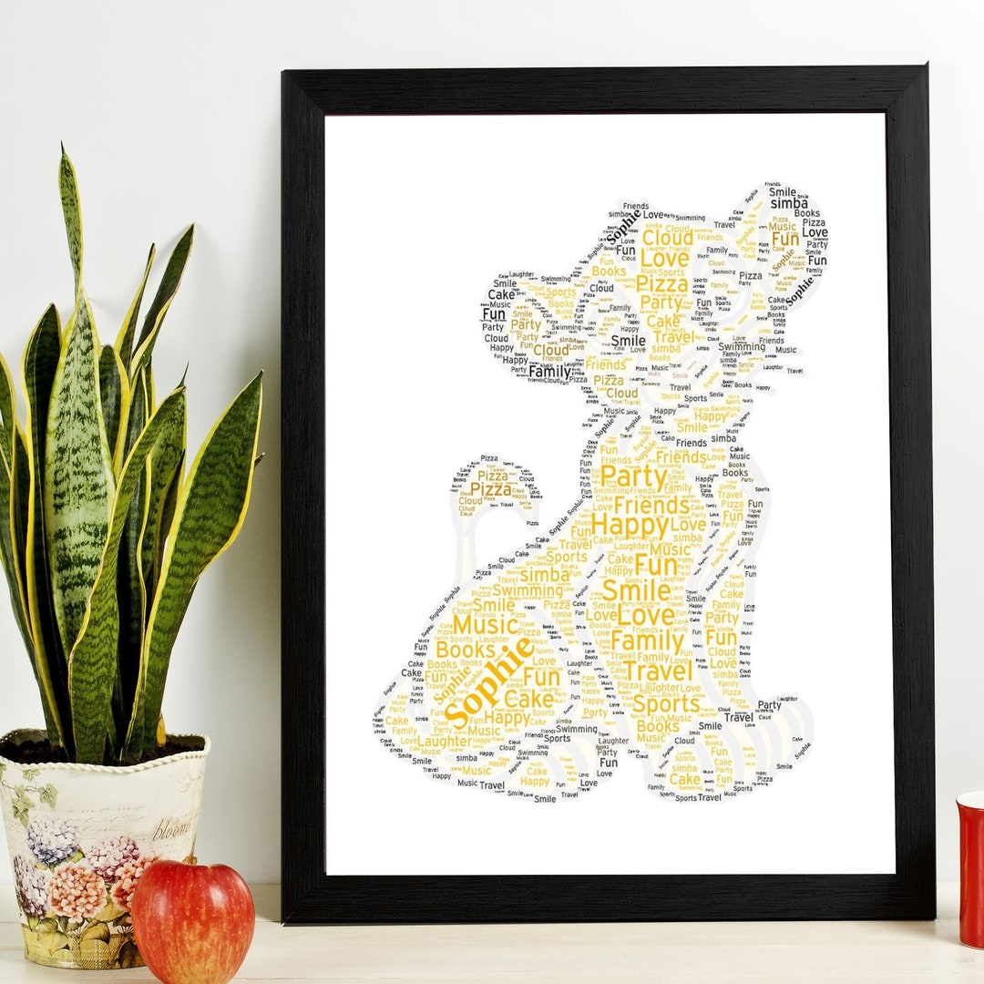 Personalised Simba Word Art Print - Personalised Lion Word Cloud Gifts ...