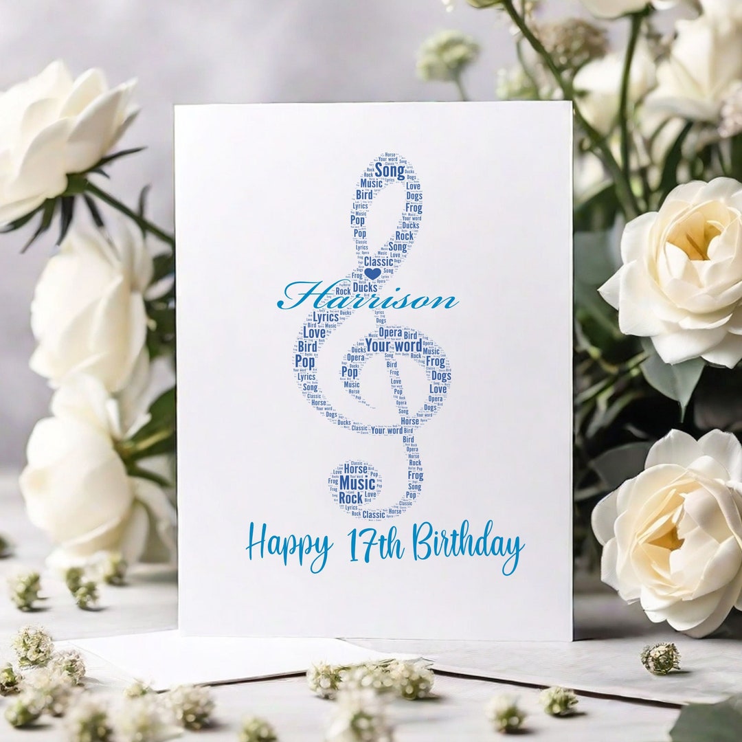 Personalized Happy Birthday Number Card, Custom Music Note Birthday ...