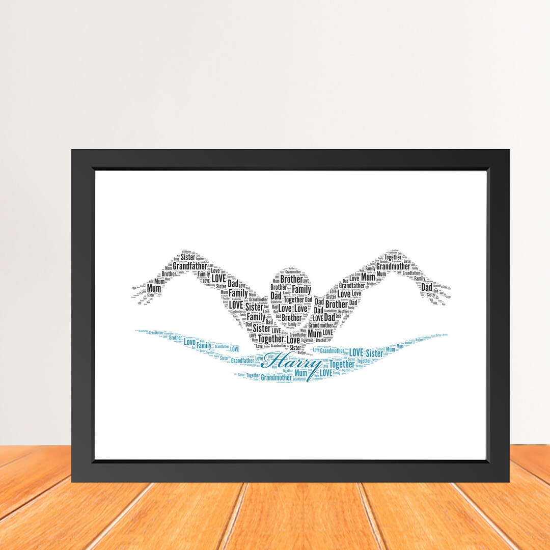 Personalized Swimming Figure Word Art Print, Custom Name Swimming Word ...
