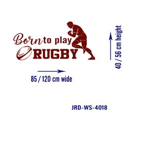 Rugby Wall Art Stickers, Born to Play Rugby Quote Wall Stickers, Sports ...