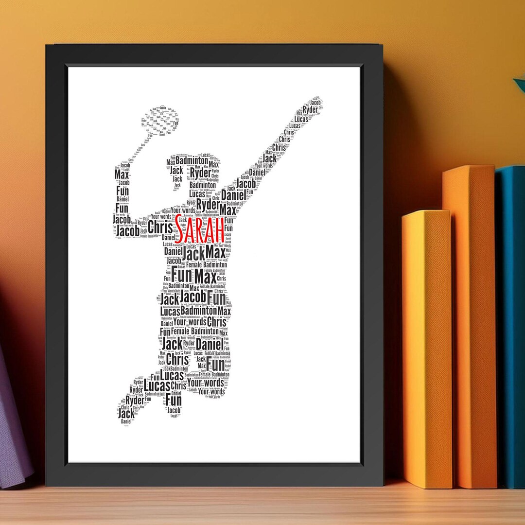 Personalised Badminton Word Art Print Gift, Custom Badminton Player ...