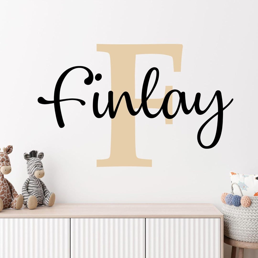 Custom Boy Name Vinyl Wall Decal, Nursery Initial Sticker - Etsy