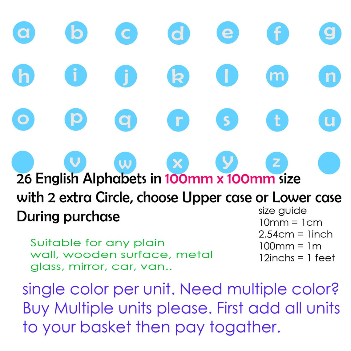 26 Alphabet Wall Decals Letter Wall Stickers Nursery Kids - Etsy