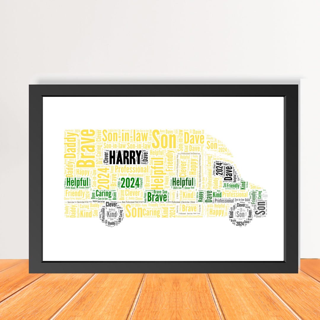 Personalised Name Ambulance Van Word Art Print Frame, Custom Gifts for ...