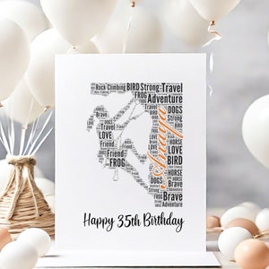 Personalized Happy Birthday Number Card, Rock Climbing Word Cloud ...