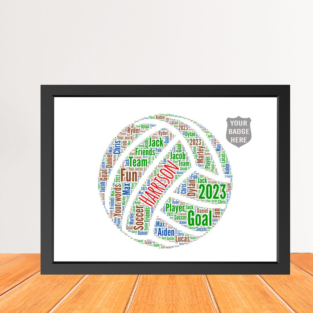 Personalized Name Netball Team Badges Word Art Print, Netball Badges ...