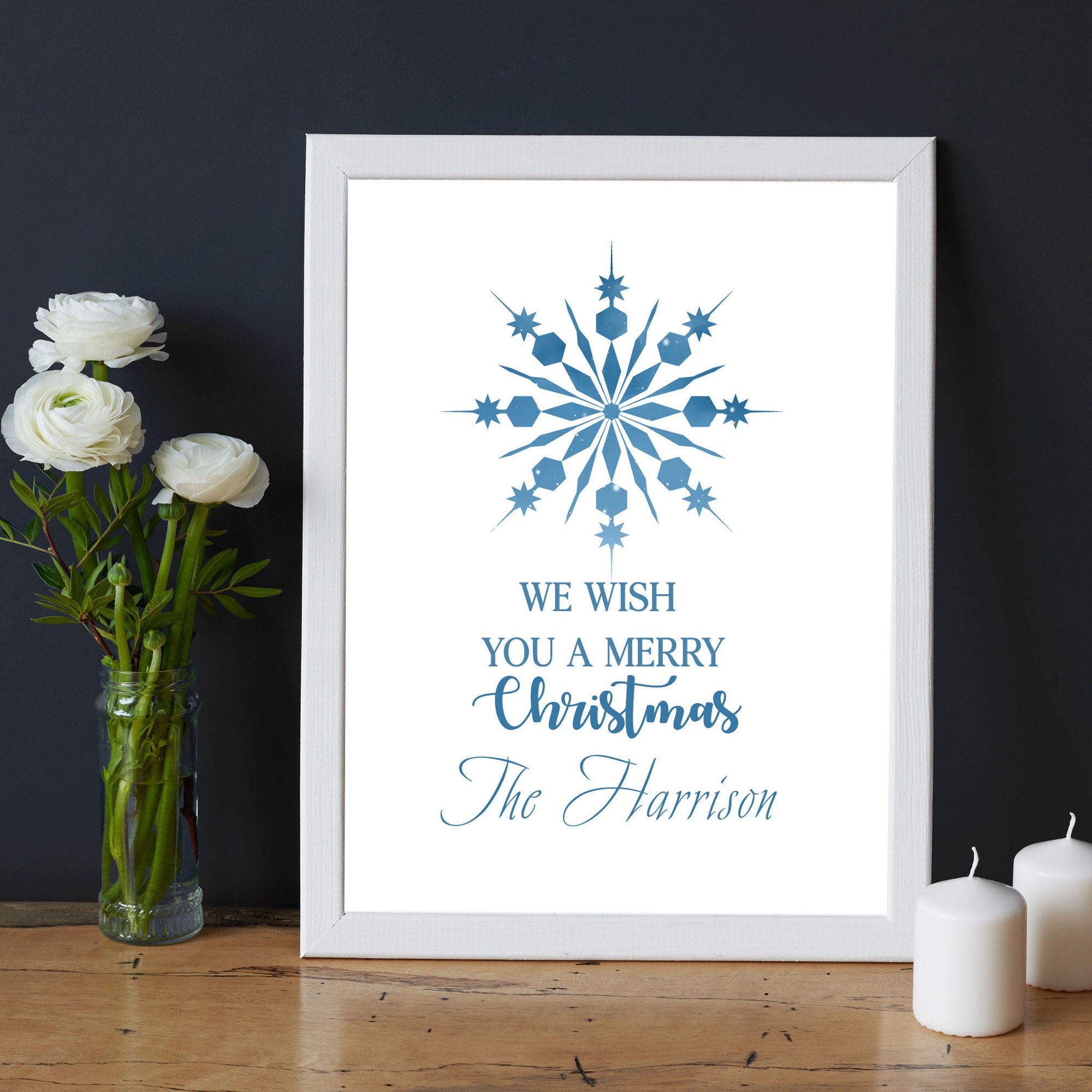 Personalised Family Name Frame Print, Christmas Gift, Custom Family ...