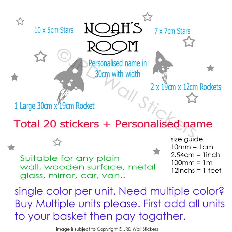 20 X Space Rocket & Stars Your Kid's Personalized Name - Etsy