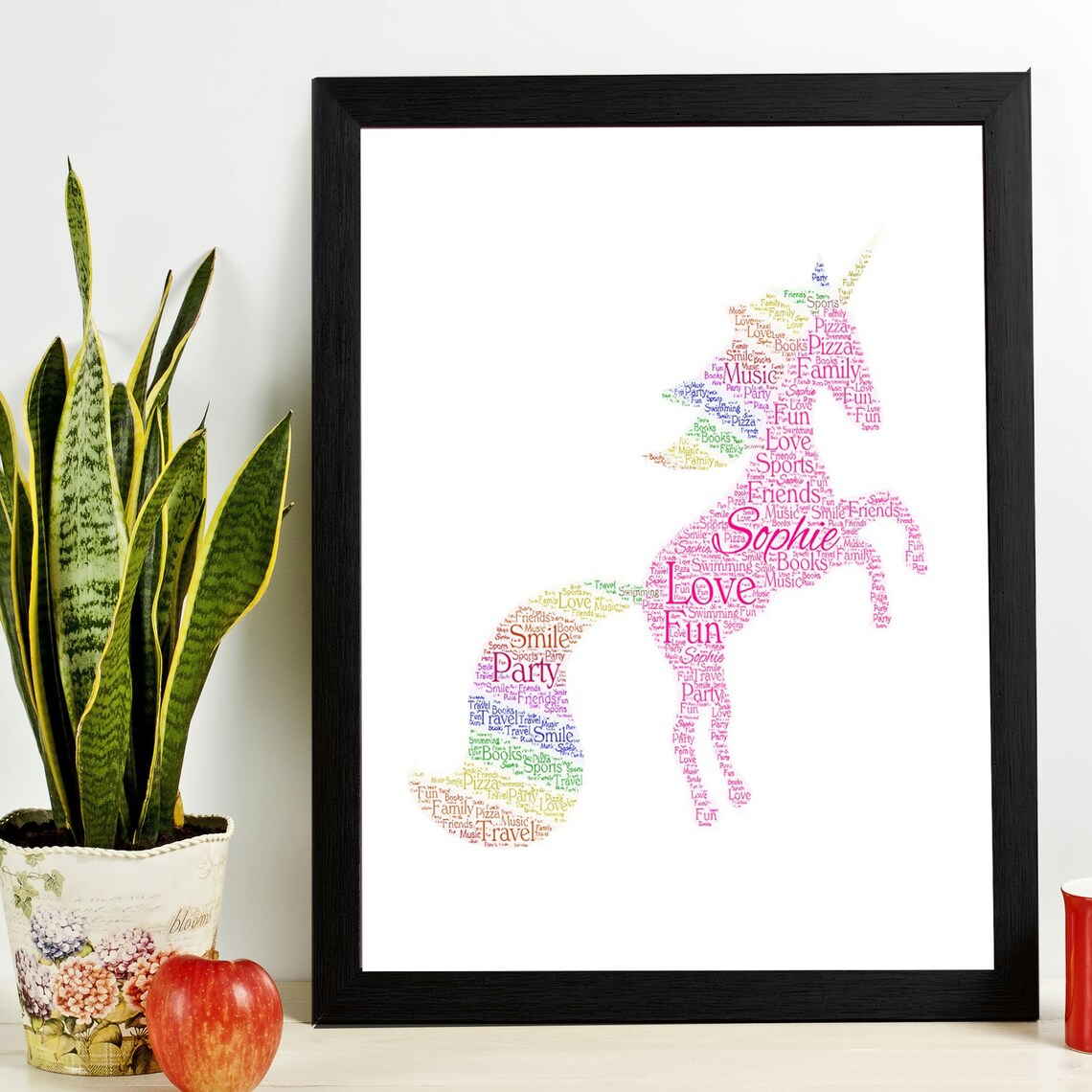 Personalized Rainbow Unicorn Word Art – Custom Name Print (digital ...