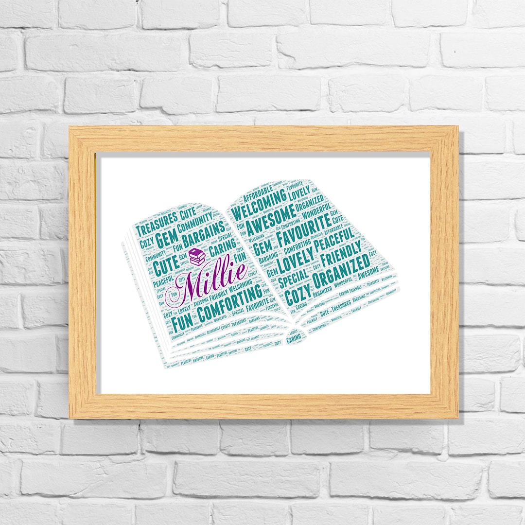 Personalised Books Word Art - Custom Reading Gift, Unique Silhouette ...