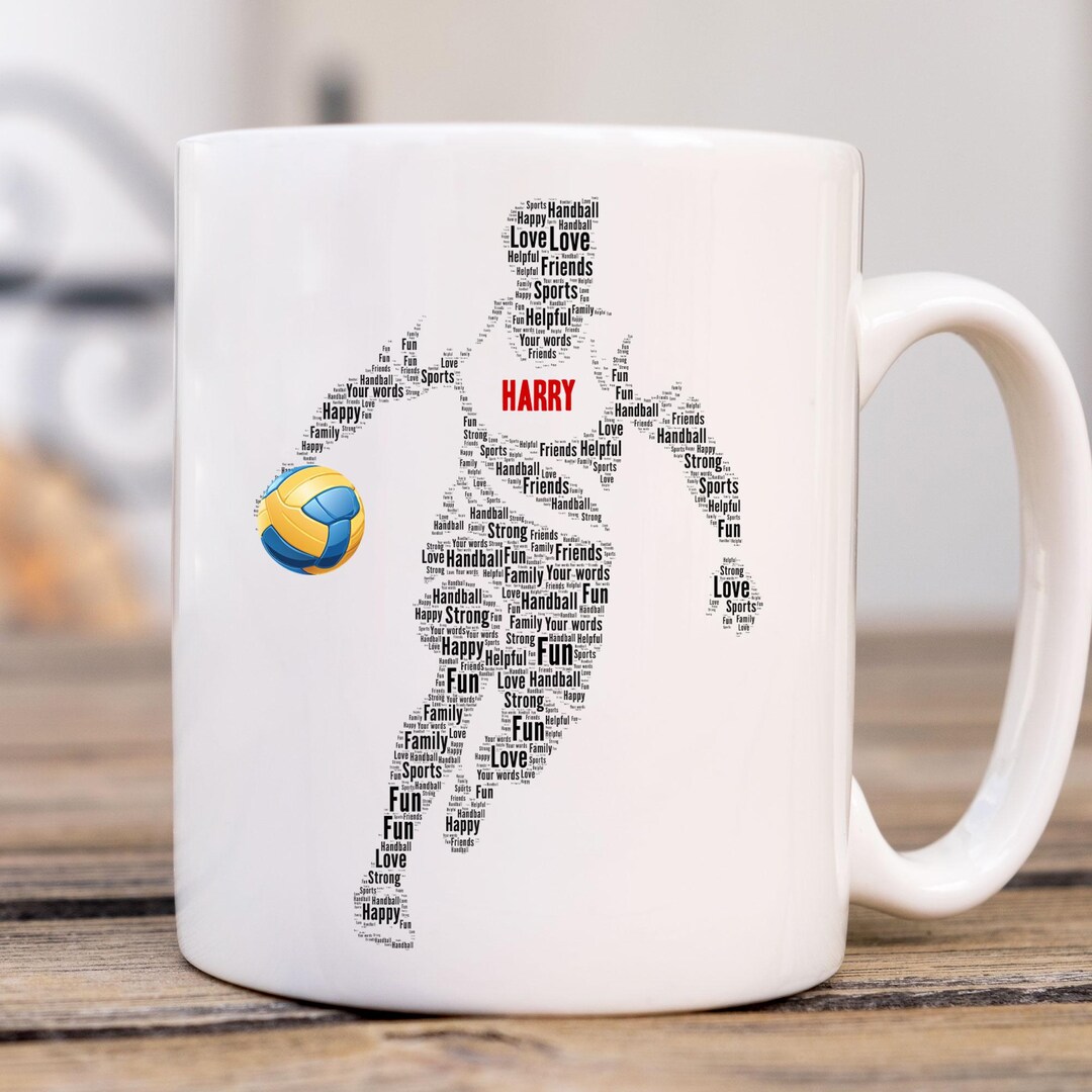 Personalized Male Handball Word Art Print Mug, Custom Handball Player ...