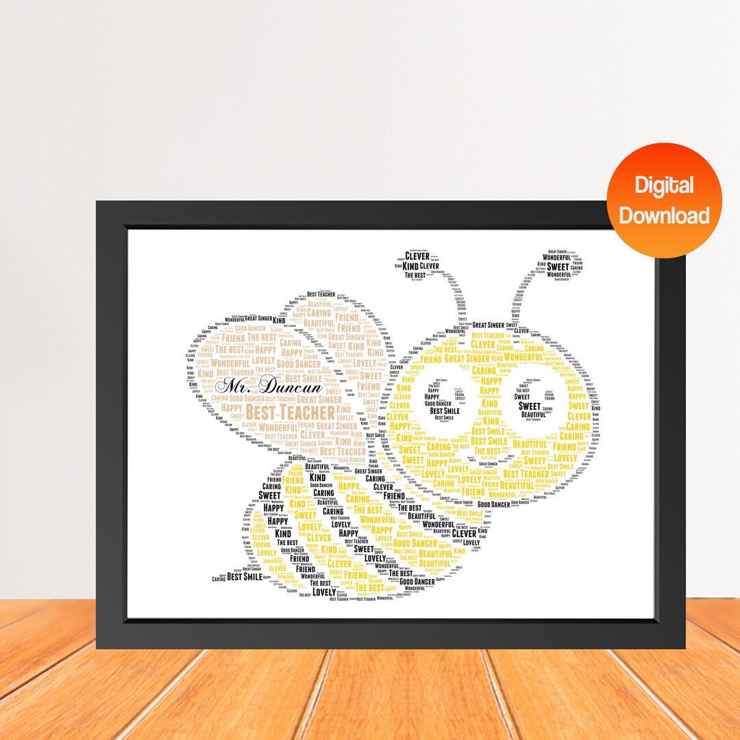 Personalized Bee Word Art Print, Mr & Mrs. Personalised Frame Bumblebee ...