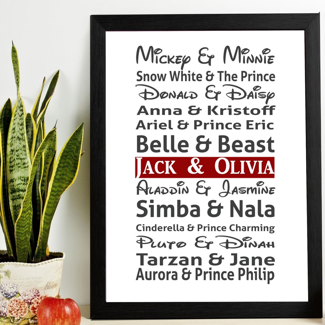 Romantic Couple Names Personalized Gift for Boyfriend or Girlfriend ...