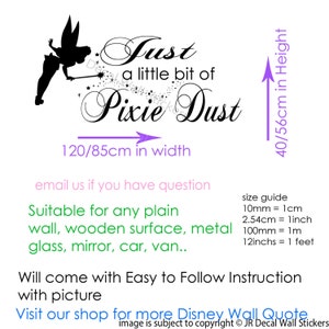 Just A Bit of Pixie Dust Quote Tinkerbell Fairy Wall Stickers Nursery ...