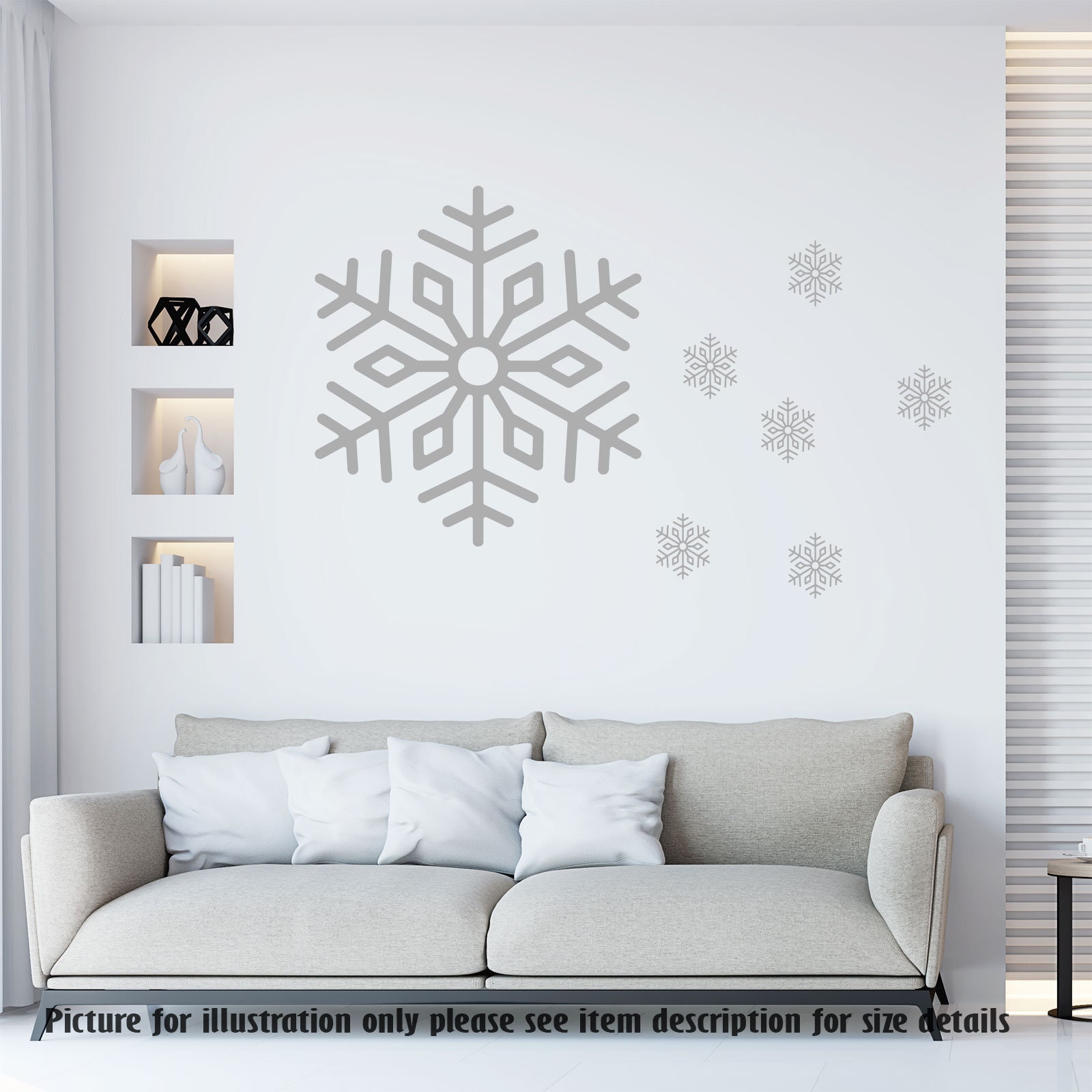 Snowflakes Wall Stickers, Removable Christmas Window Display Decals ...
