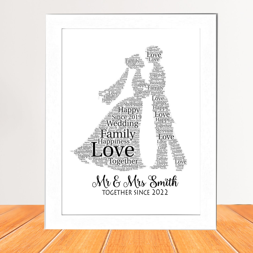 Personalised Wedding Frame | Couple Word Art | Personalised Words Frame ...