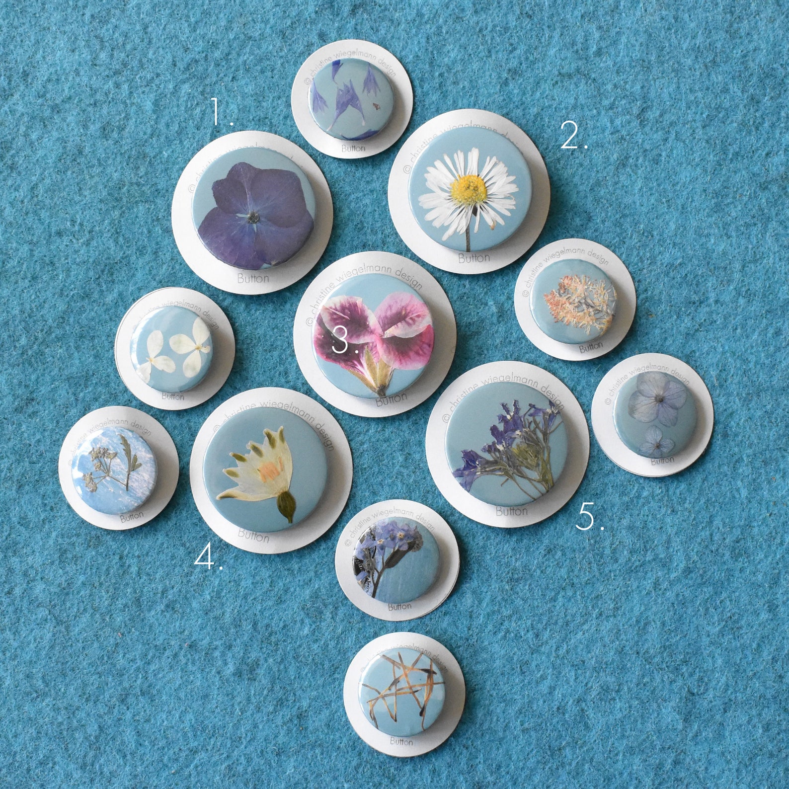 Botón con plantas reales broches con flores accesorios | Etsy