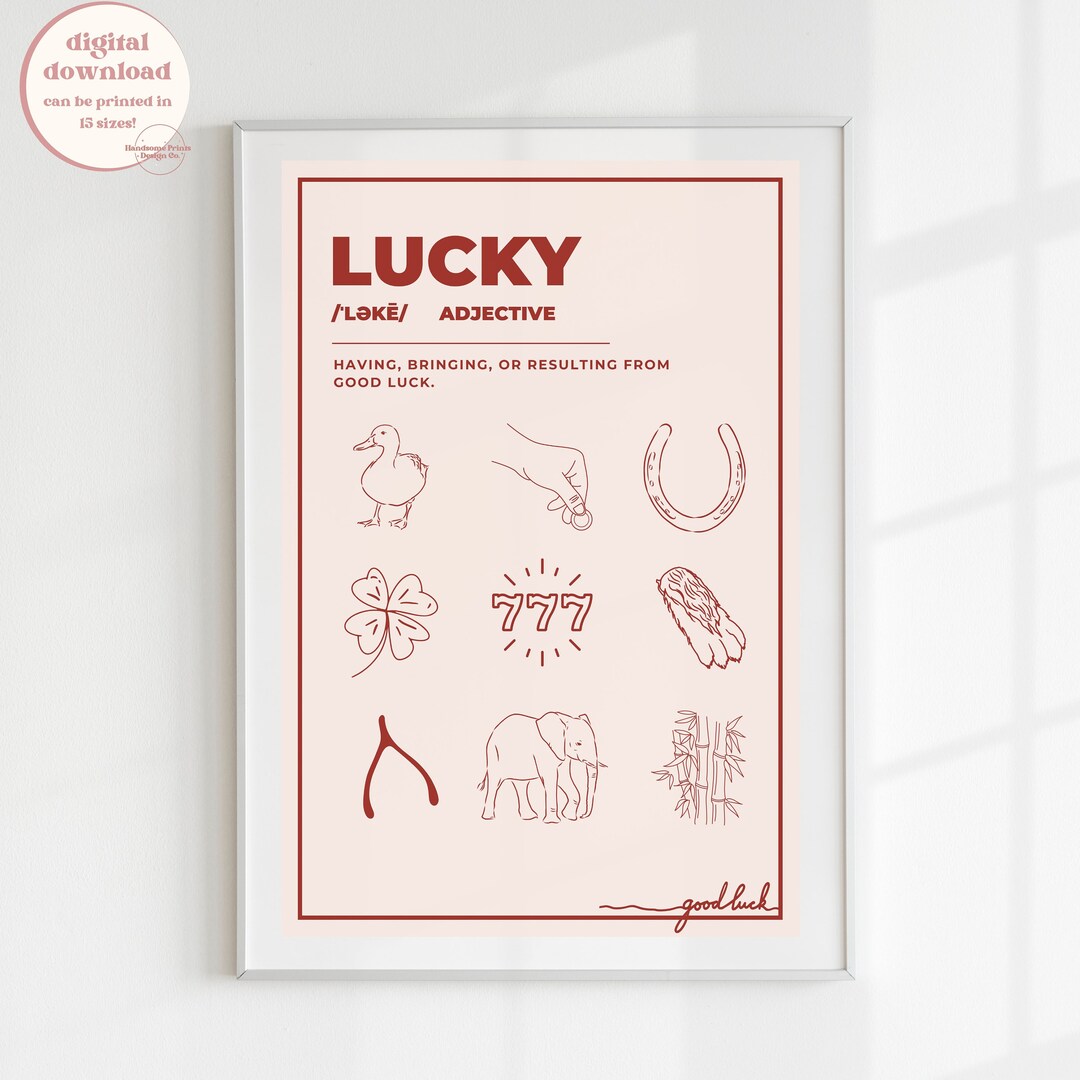 Lucky Symbols Poster Printable | 3 Colors Included! Lucky Definition ...