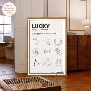 Lucky Symbols Definition Art Print: Minimalist Wall Decor (digital ...