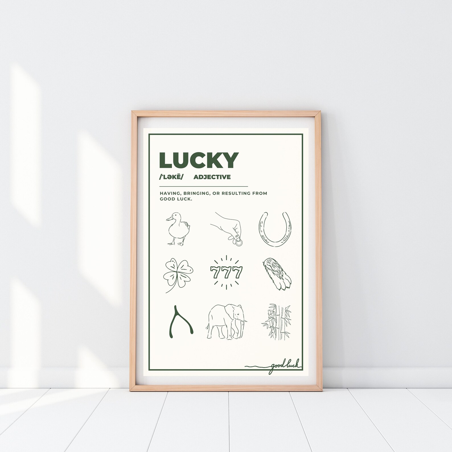 Lucky Symbols Definition Art Print: Minimalist Wall Decor (digital ...