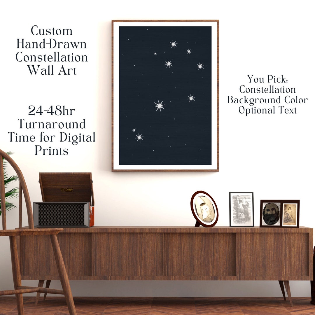 Custom Constellation Art Print: Hand-drawn Celestial Map (digital ...