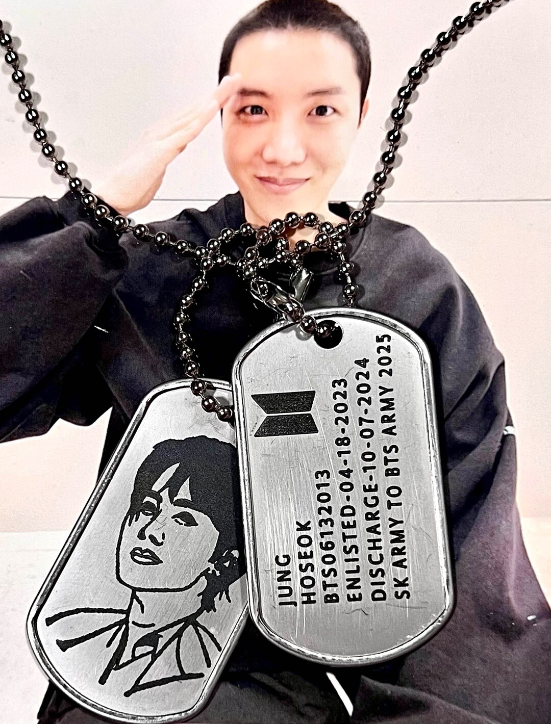BTS Inspired Army Military Dog Tags Necklace J Hope/ Hobi / Hoseok - Etsy