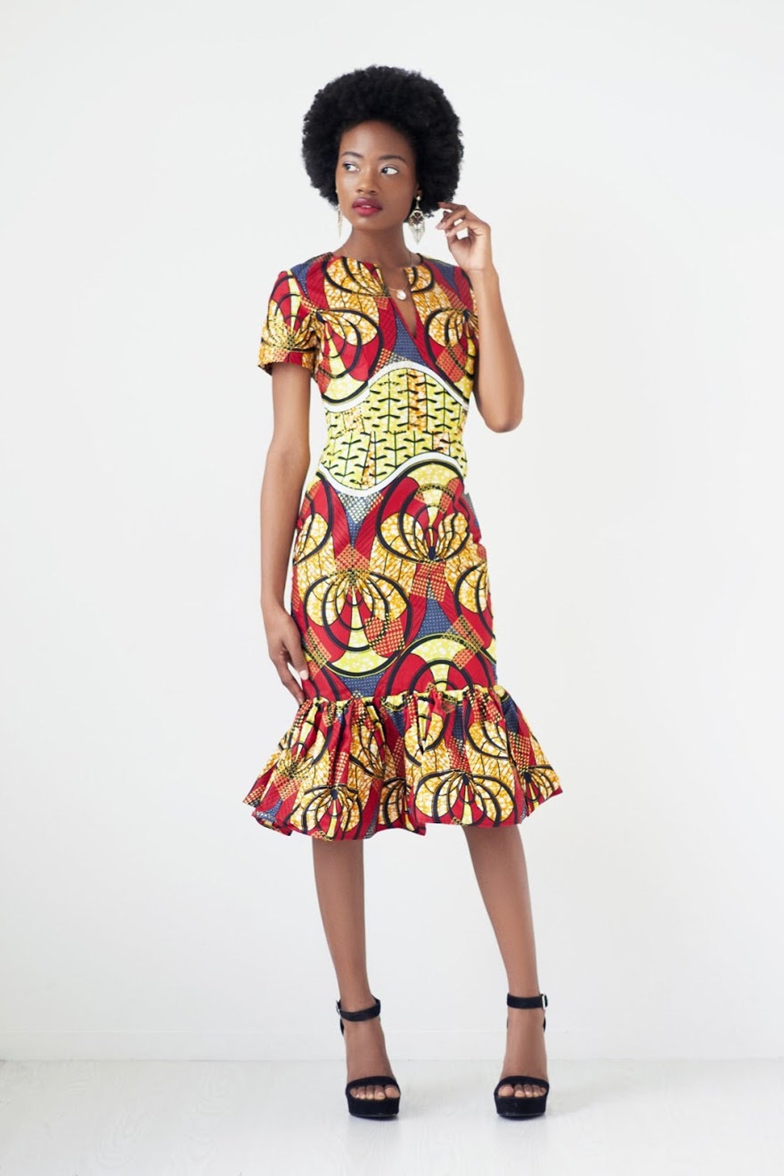 Ayaba African Print Midi Dress - Etsy