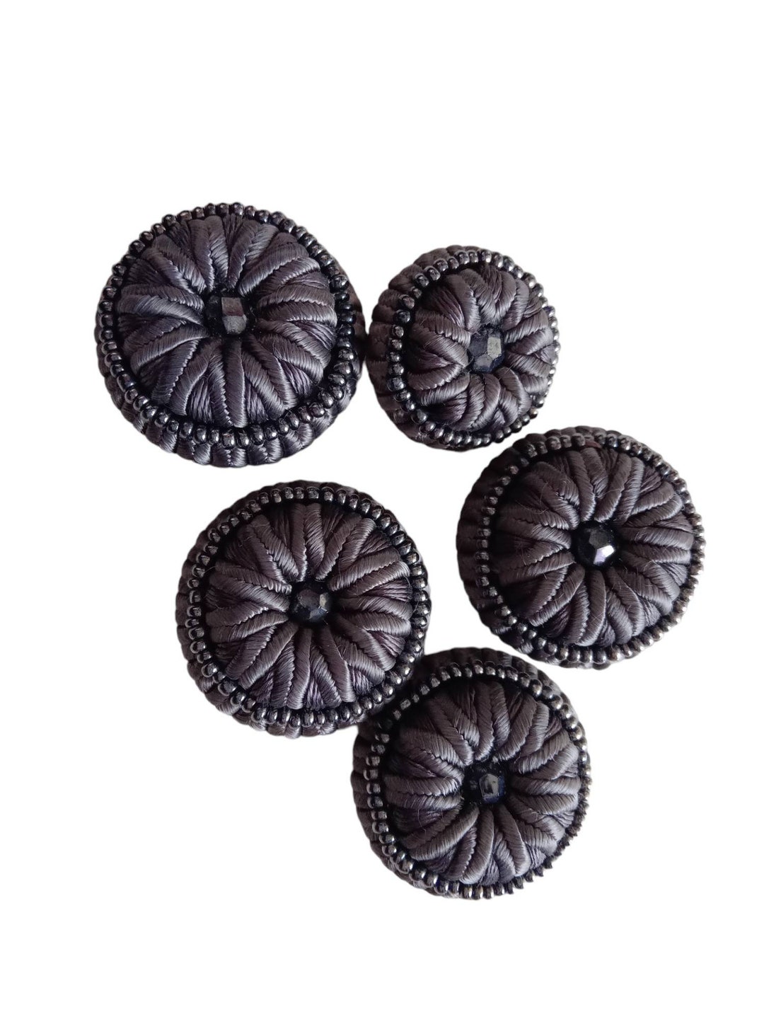 5 Satin Jewel Buttons Embellished With Vintage Beads Made in Italy From ...
