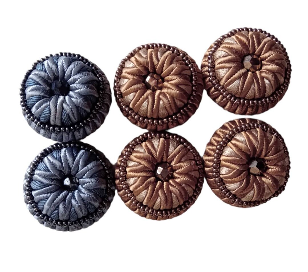 6 Satin Jewel Buttons Embellished With Vintage Beads Made in Italy ...