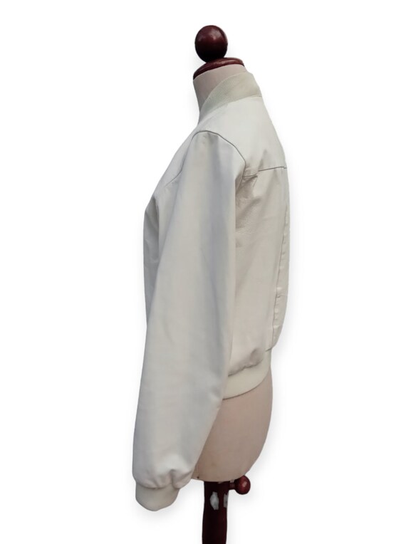 Super rare vintage white leather bomber jacket from t… - Gem