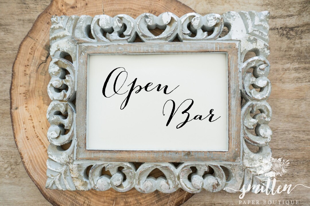 Wedding Reception Bar Sign | Open Bar | Wedding Decor | Rustic Wedding ...