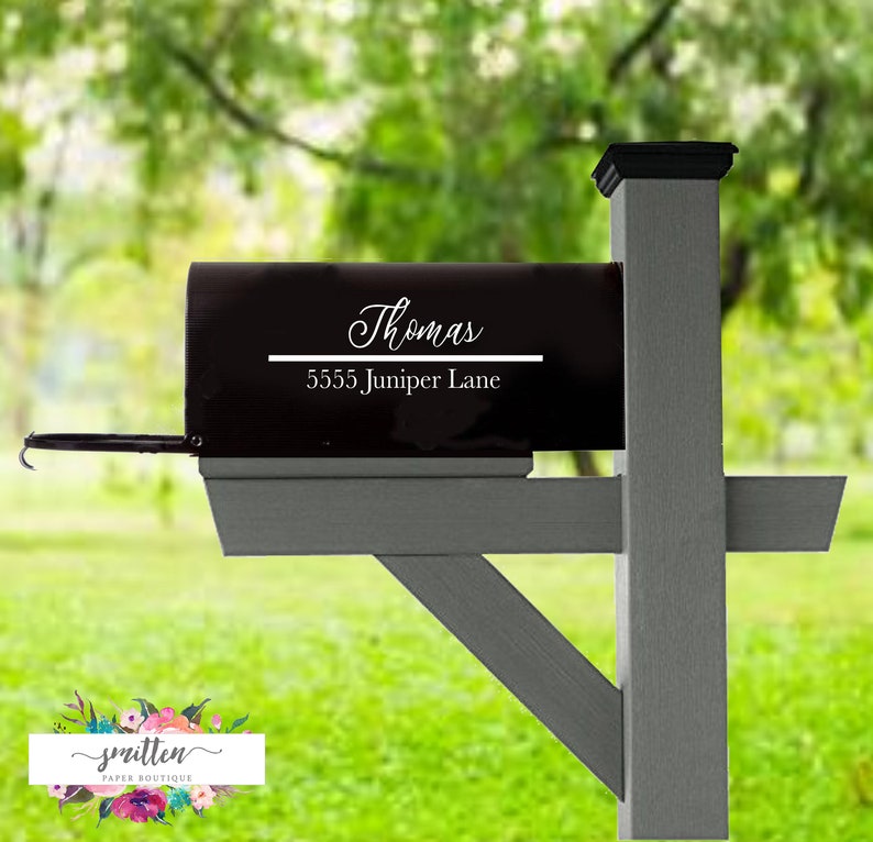 Personalized Mailbox Decal - Last Name & Street Decal - Custom Mailbox ...