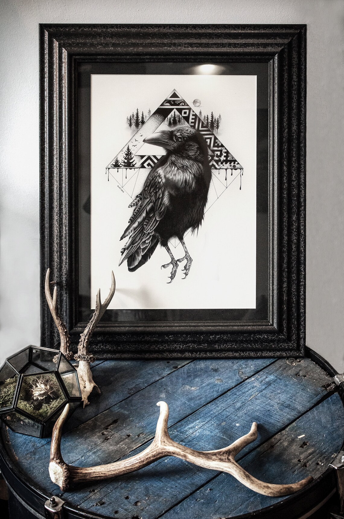 Crow Raven Art Illustration Drawing, Graphite Pencil Ink Pen Original ...