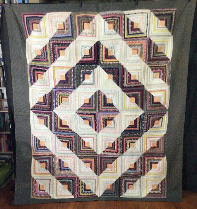 Vintage Log Cabin Hand Made Quilt. - Etsy