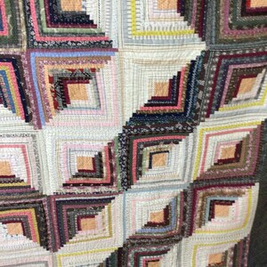 Vintage Log Cabin Hand Made Quilt. - Etsy