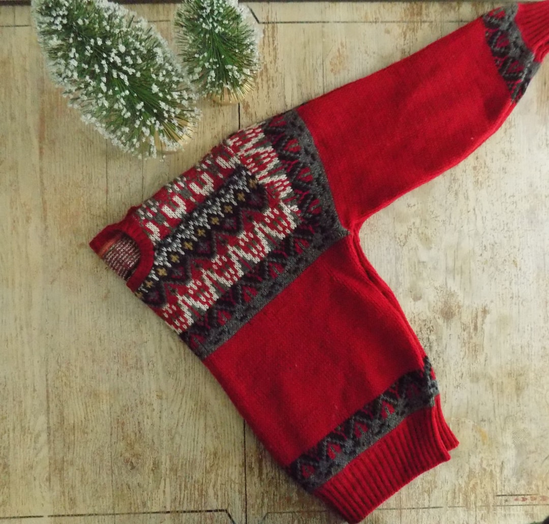 Vintage Rogers Peet Company Red Fair Isle Wool Sweater Made - Etsy